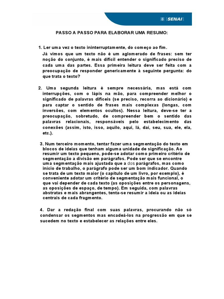 Passo a Passo para Elaborar Resumo | PDF | Filosofia | Artes ...