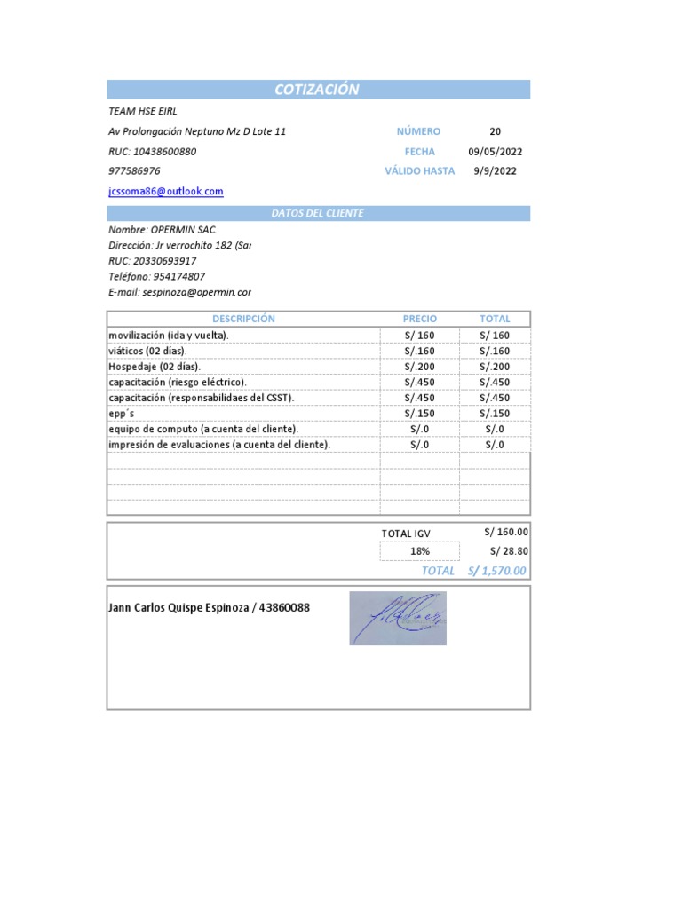 Proporcionando capacitación y equipos de seguridad para Opermin SAC | PDF