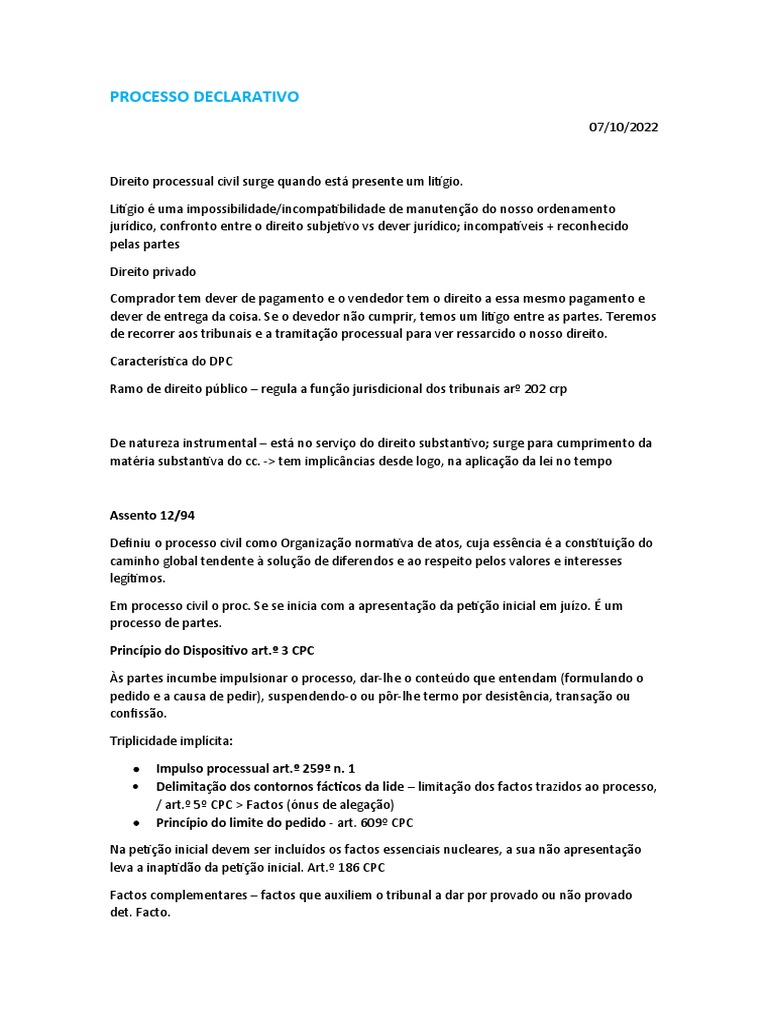 Processos Declarativo | PDF