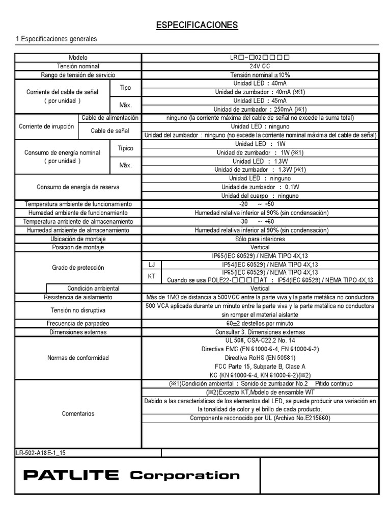 LR5 - LR7 Screwless Terminal - ESPECIFICACIONES - Unidad Del Cuerpo (Español) | PDF | Tornillo ...