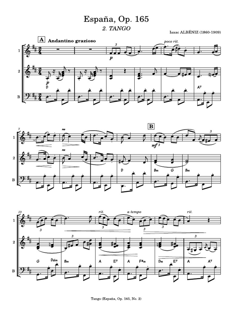 España, Op 165 - Isaac Albéniz - 2 Tango (Duet) | PDF
