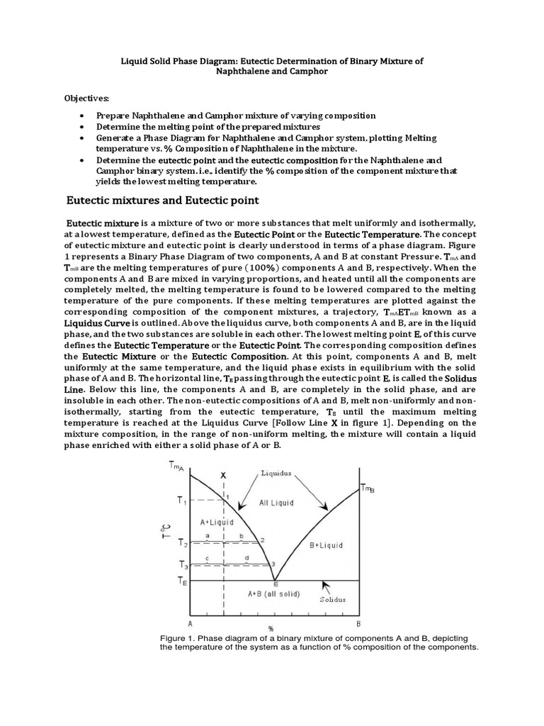 Eutectic Analysis of Naphthalene-Camphor | PDF | Phase Diagram | Phase ...