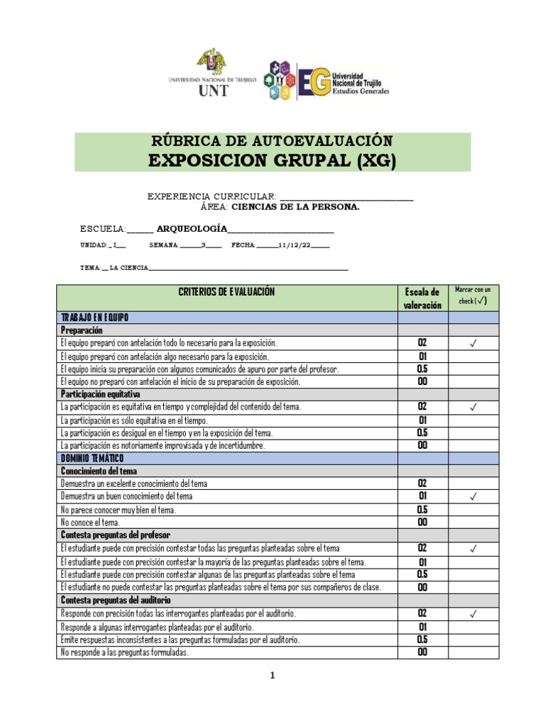 Rúbrica para Evaluar Exposición Grupal. S 3 | PDF | Cognición