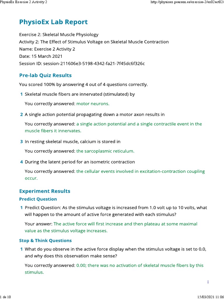 PhysioEx Exercise 2 Overview | PDF | Sports & Recreation