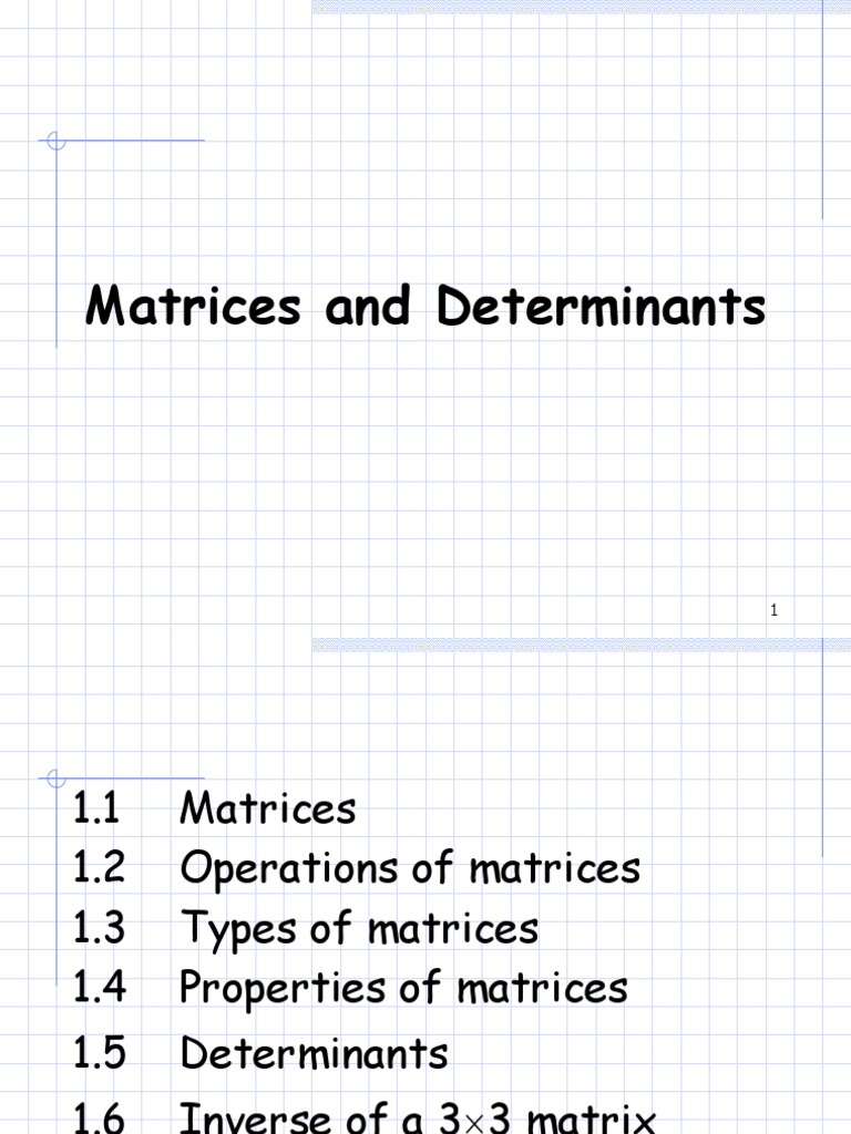 Matrices and Determinants - 1 | PDF | Matrix (Mathematics) | Determinant