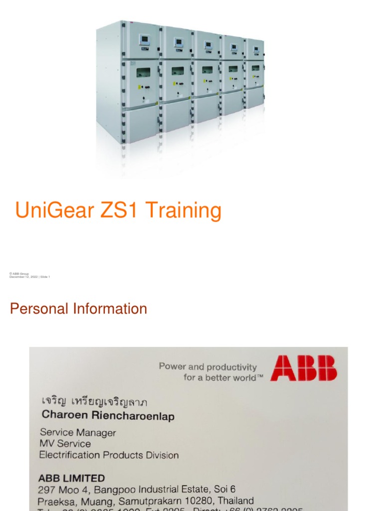 UniGear ZS1 Training1 | PDF | Electrical Wiring | Fuse (Electrical)