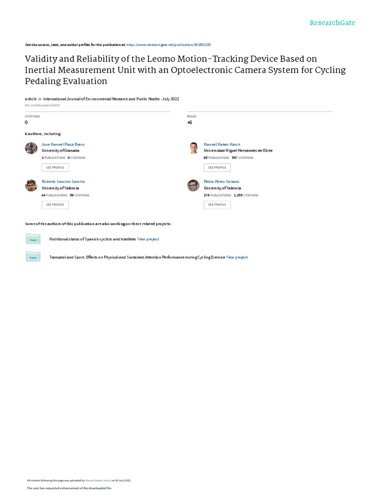 Validity and Reliability of The Leomo Motion-Tracking Device | PDF | Body Mass Index