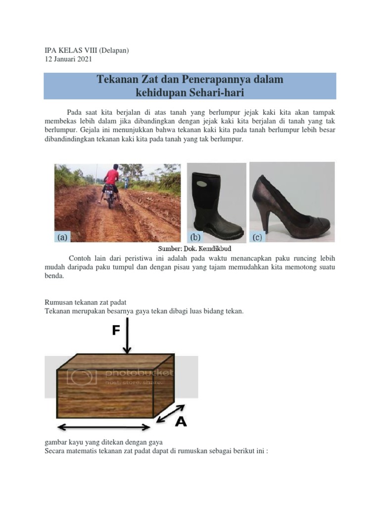 Penerapan Tekanan Zat Padat Sehari-hari | PDF | Metode & Bahan Ajar ...