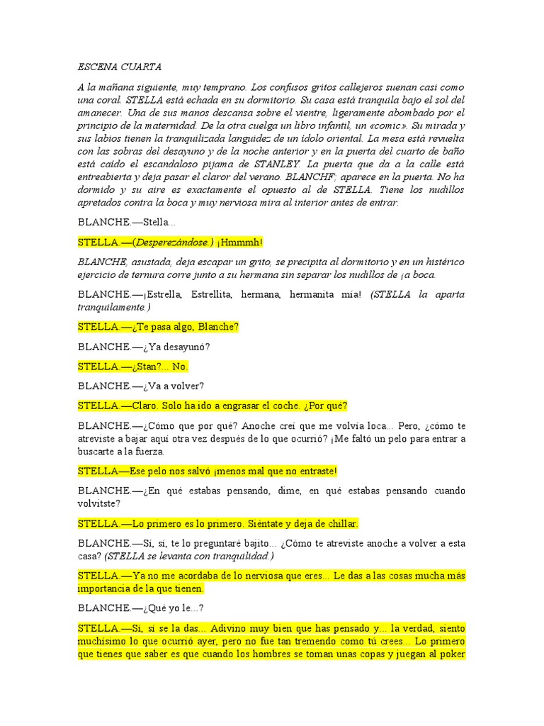 Un Tranvia Llamado Deseo Escena Cuarta | PDF | Novela negra, policíaca y suspenso