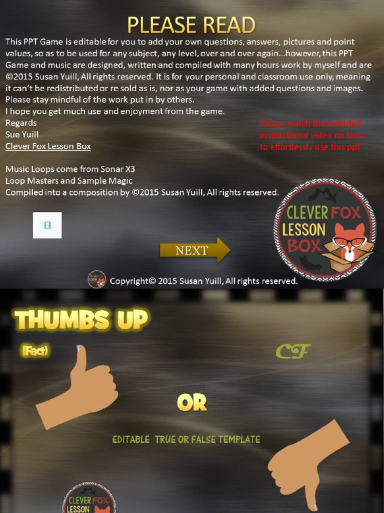 2ND CO GAME Thumbs Up or Thumbs Down NEW | PDF
