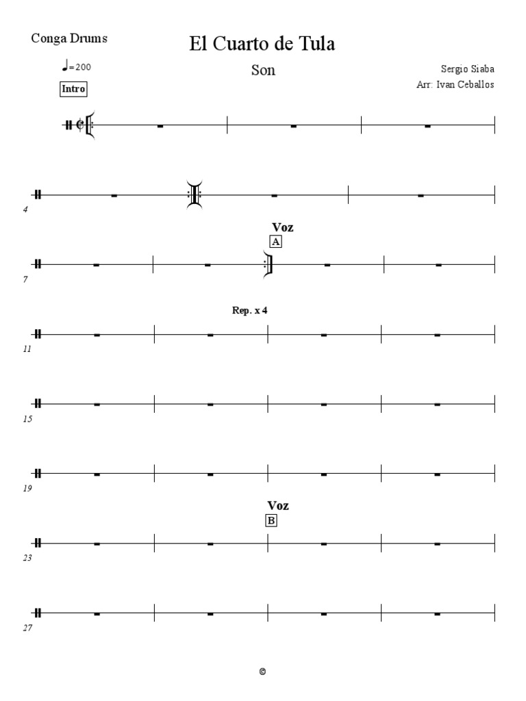 El Cuarto de Tula - Score - Conga Drums | PDF | Cuban Music
