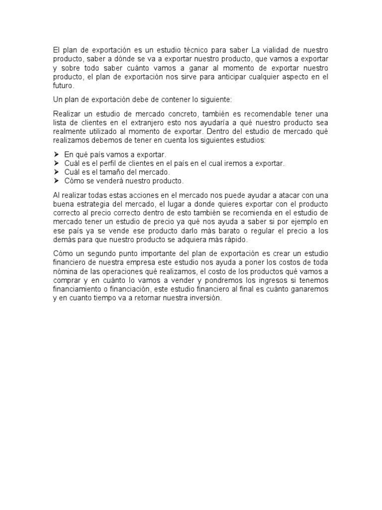 Plan De Exportación Pdf