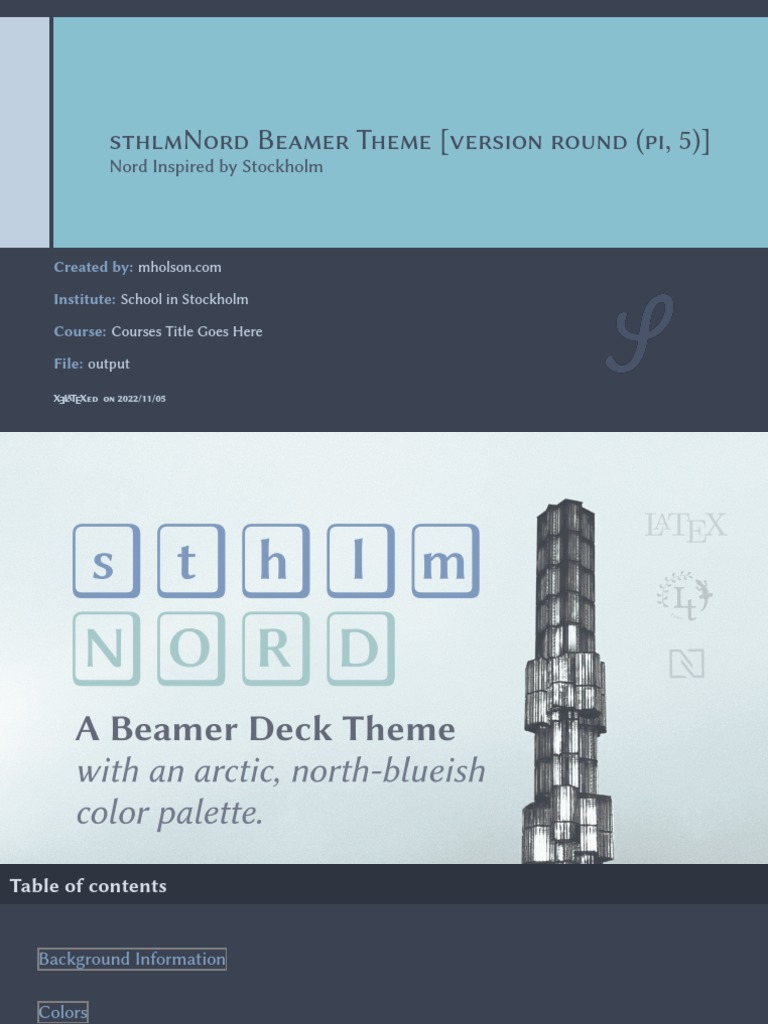 Sthlmnord Beamer Theme (Version Round (Pi, 5) ) : Nord Inspired by ...