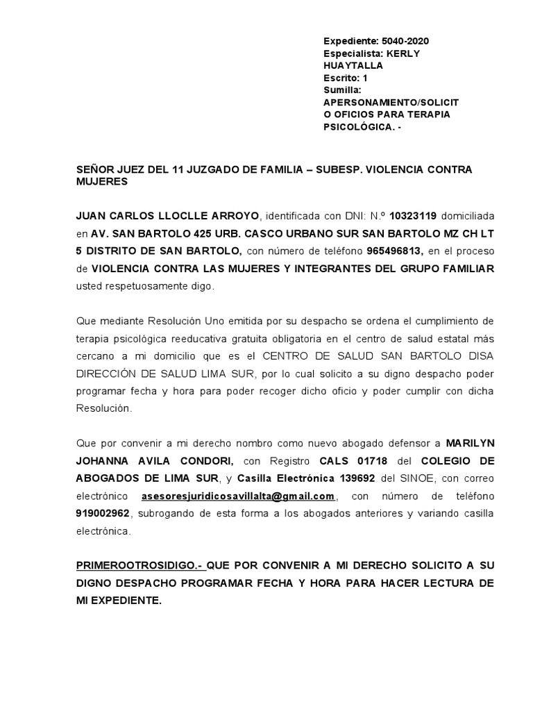 Apersonamiento Recojo de Oficios Lectura de Expediente | PDF | Justicia ...