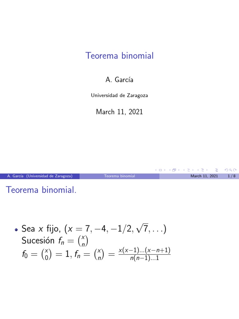 Clase 13. Teorema Binomial | PDF