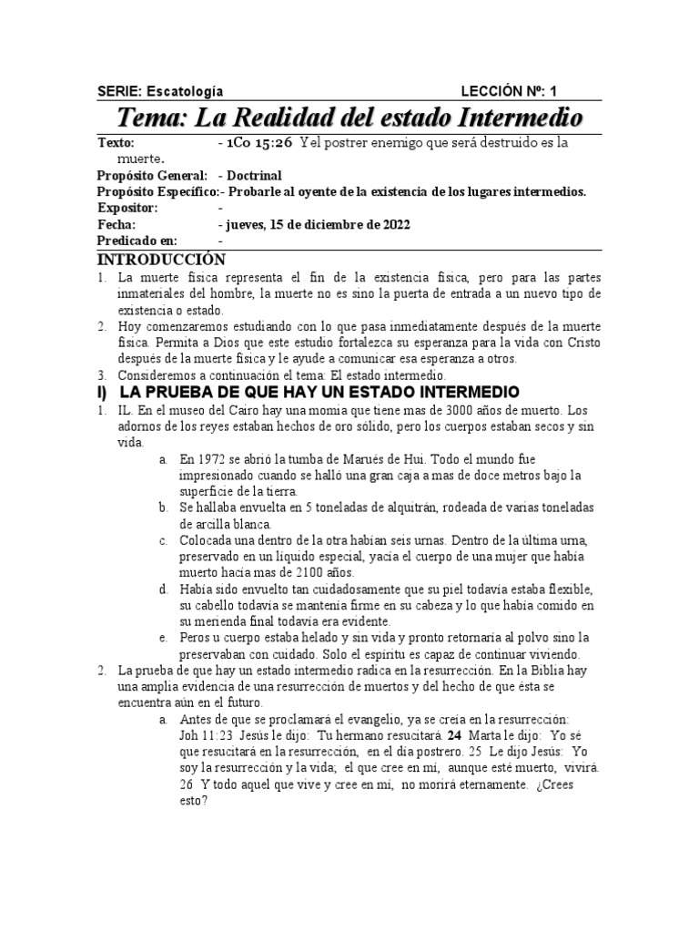 Doct Escatología El Estado Intermedio | PDF | La resurrección de Jesús ...