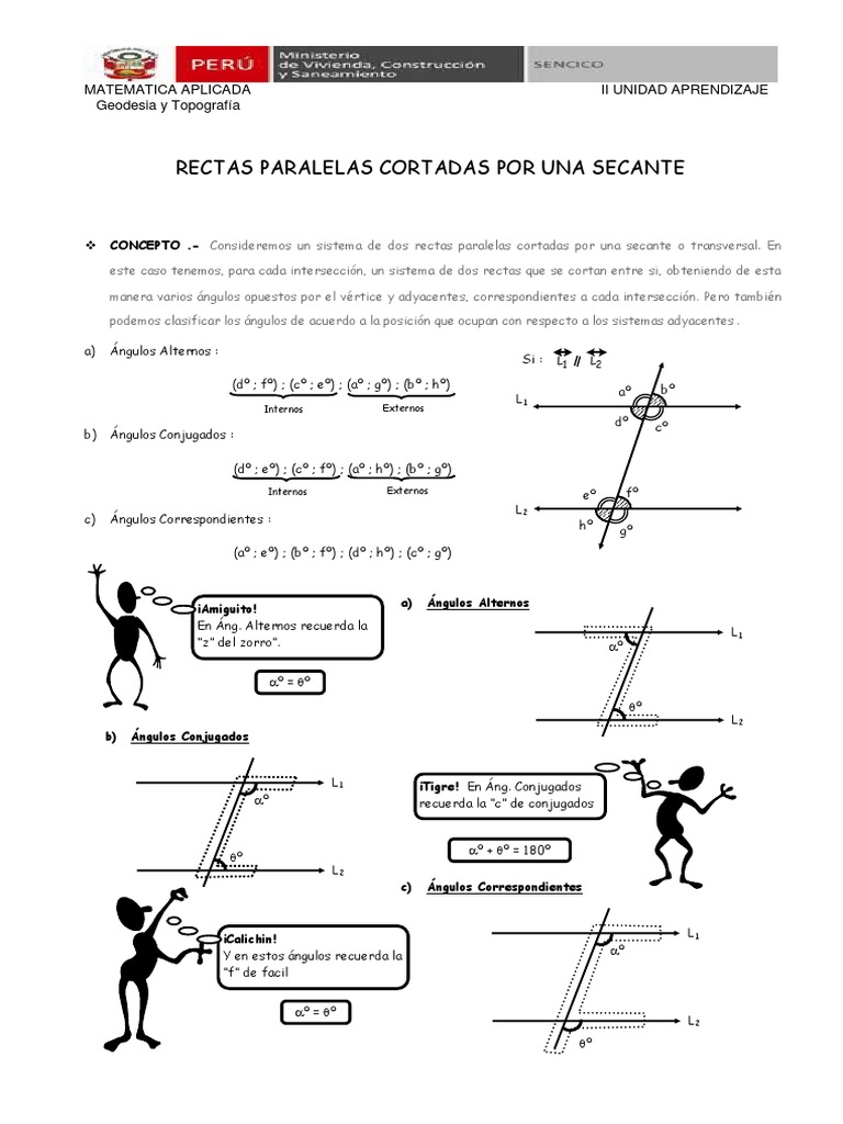 Separata Resumen de Recta Paralelas Cortadas Por Una Secante | PDF | Geometría | Geometría Elemental