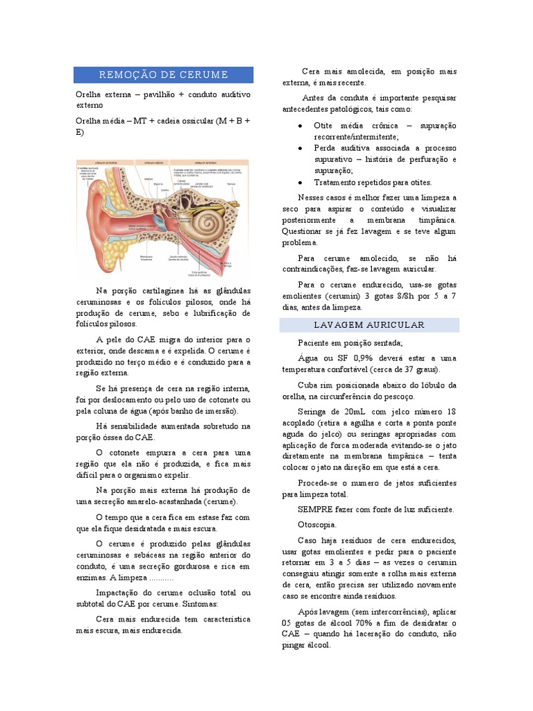 Guia para remoção de cerume e tratamento de caseum | PDF | Orelha | Audição
