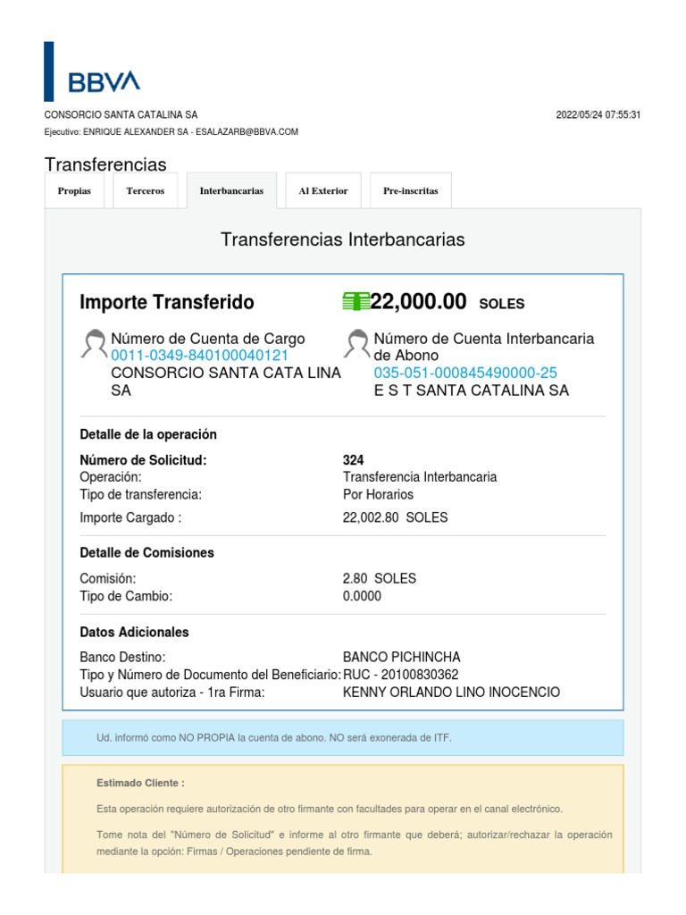 Transferencia Interbancaria Bbva Pichincha Pdf Servicios