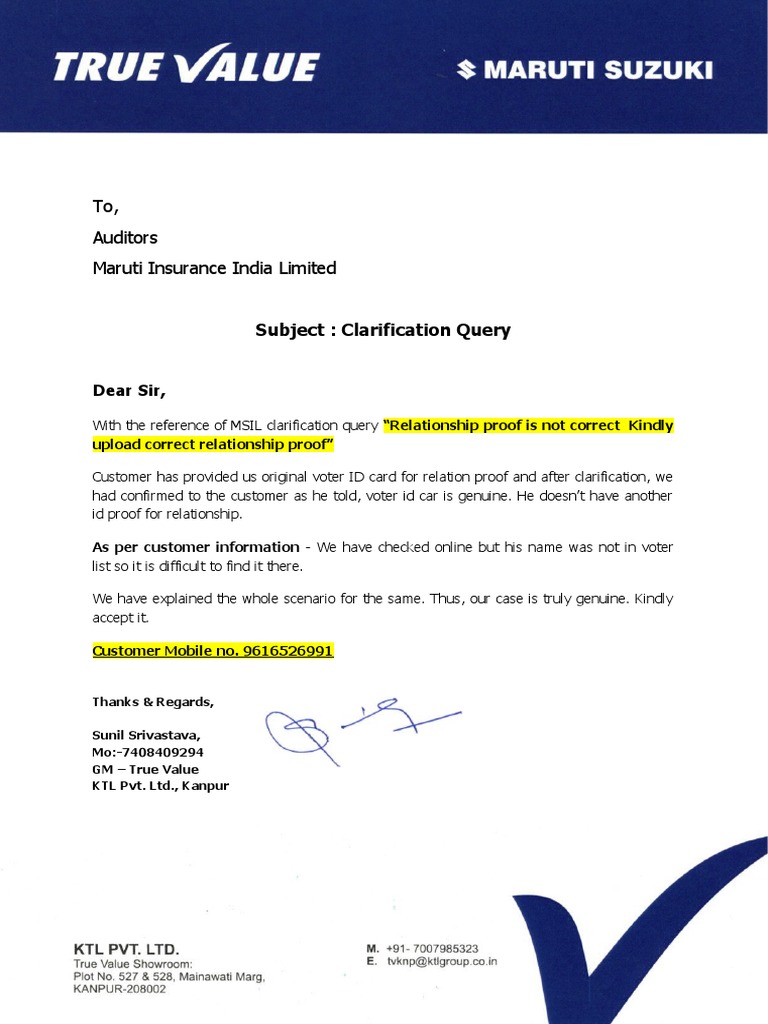 Letter For KYC Issue | PDF