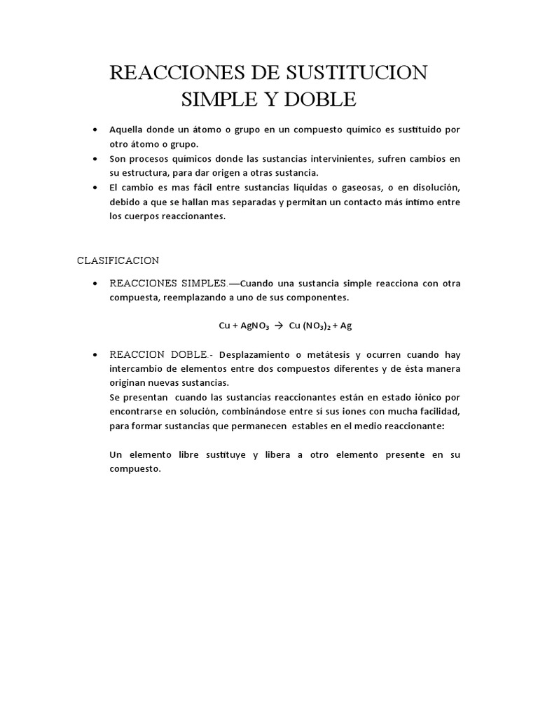 Reacciones de Sustitucion Doble o Simple | PDF