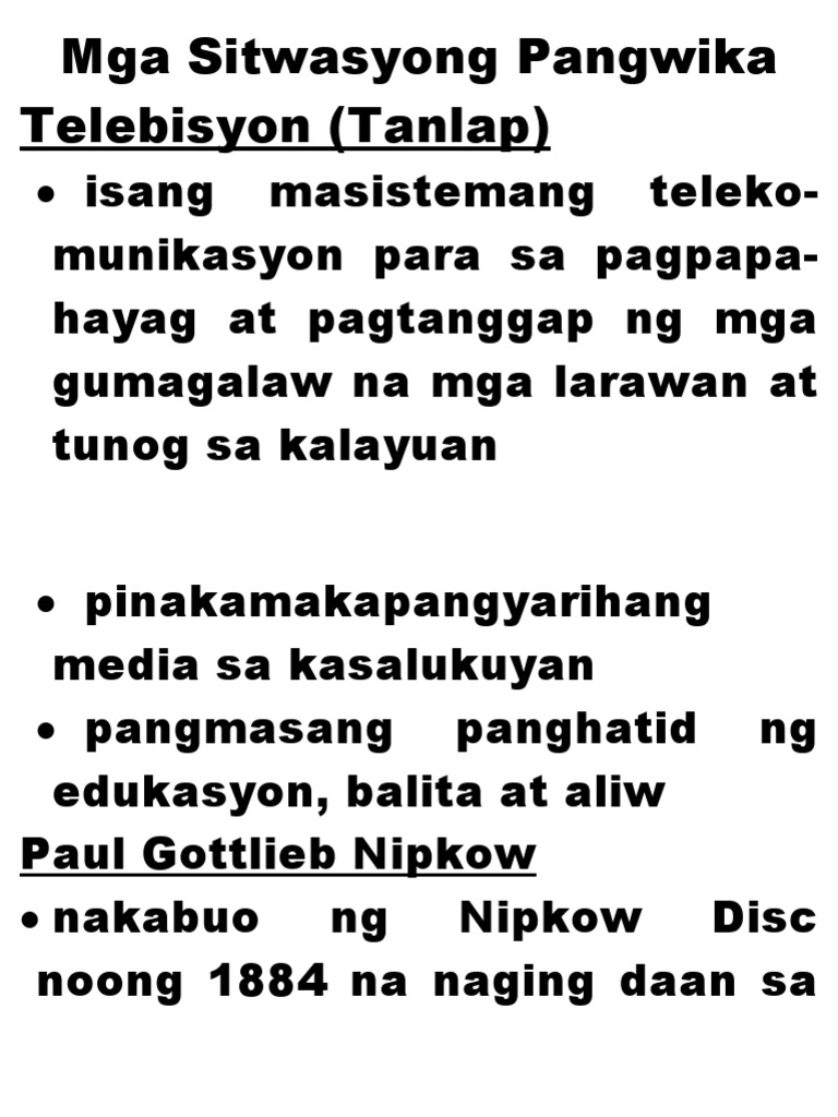 Sitwasyong Pangwika Sa TELEBISYON | PDF