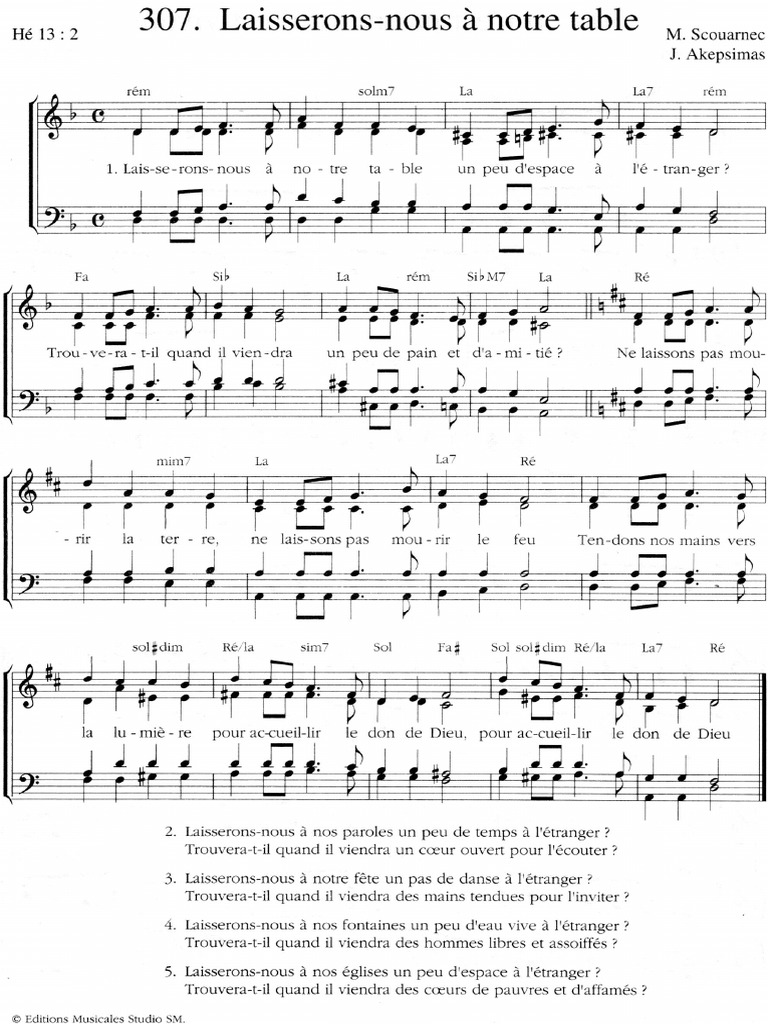 Dps307 Laisserons-Nous A Notre Table-Partition | PDF