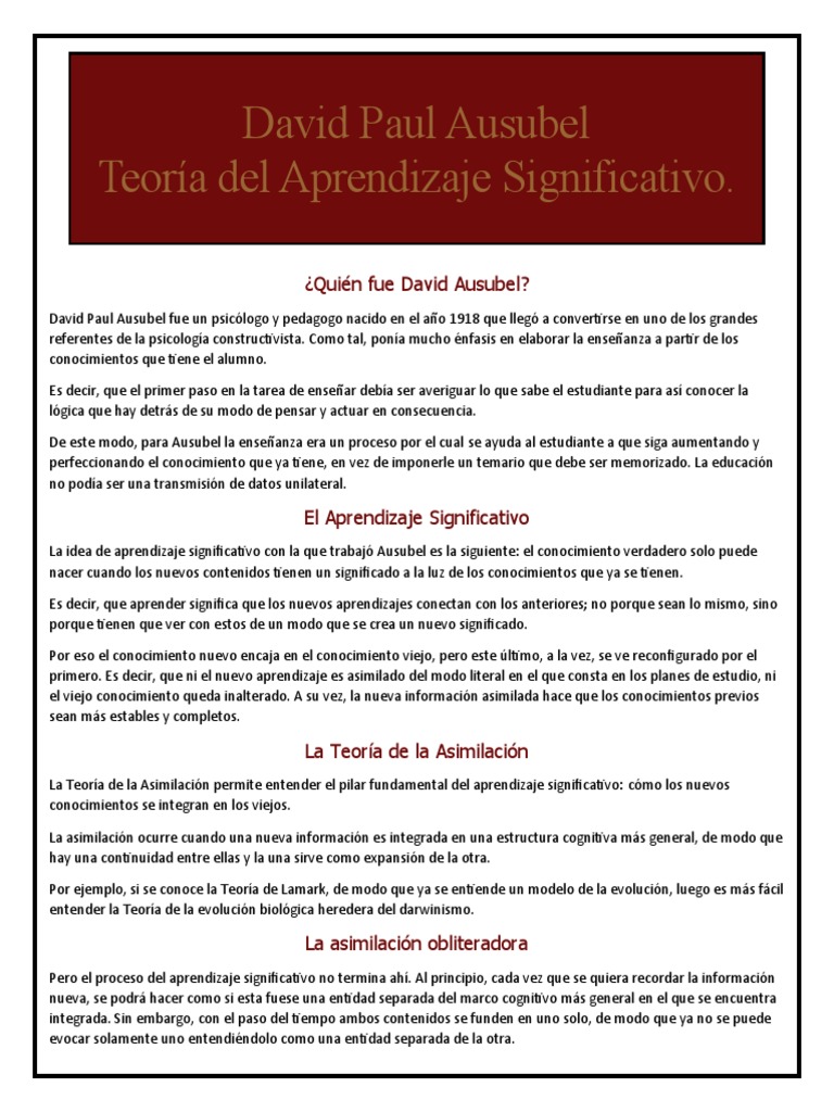 Aprendizaje Significativo de Ausubel | PDF | Aprendizaje | Conocimiento