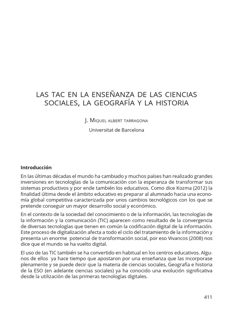 2 - Las TAC en La Enseñanza de Las Ciencias Sociales, La Geograf | PDF | Método de enseñanza ...