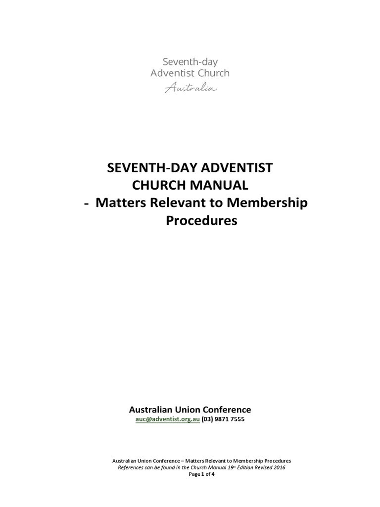 Church Manual Matters of Procedure and Membership | PDF | Baptism ...