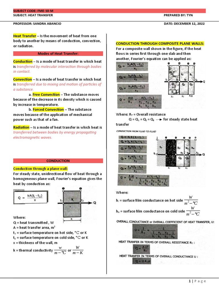 Heat Transfer Reviewer Updated | PDF | Boundary Layer | Heat Transfer