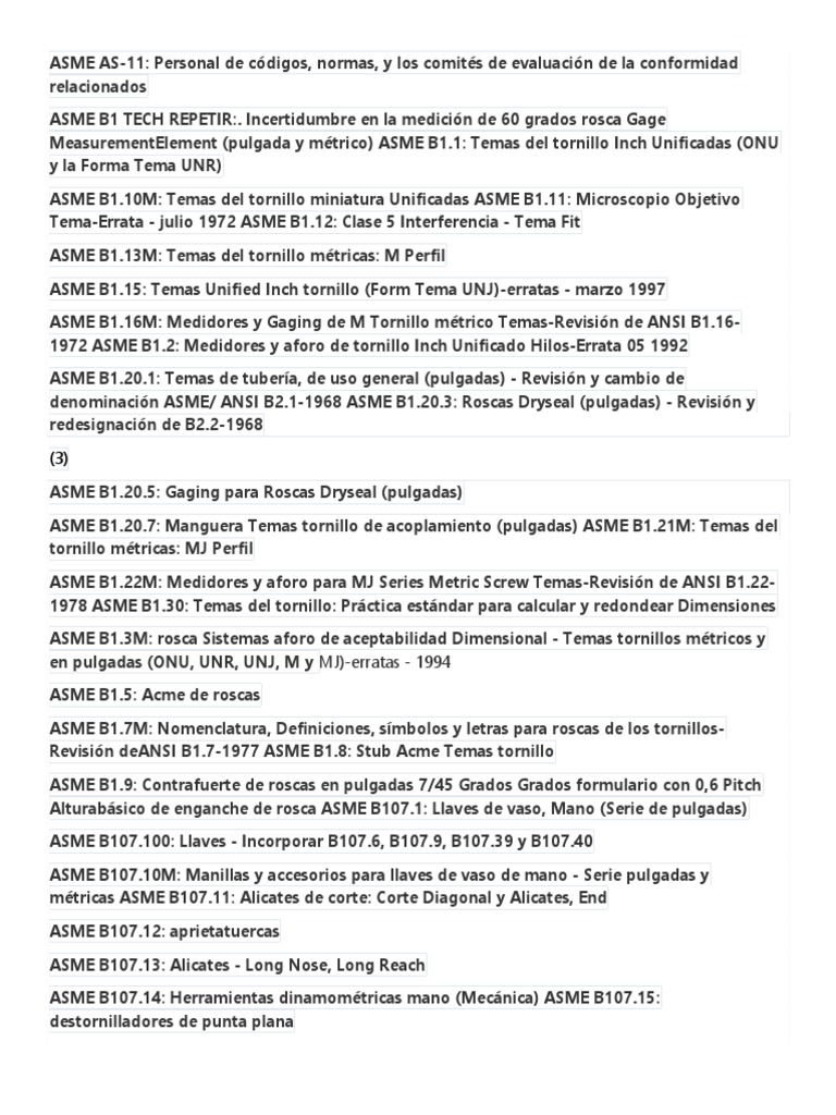 Lista de Asme 2 | PDF | Tornillo | Mecanizado