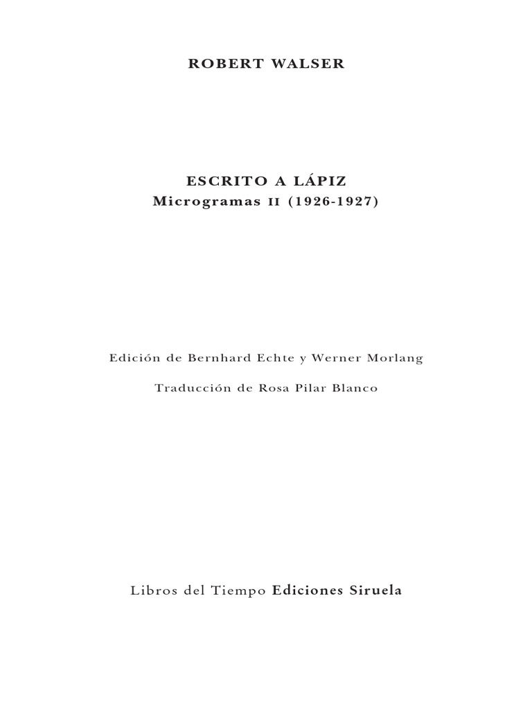 Microgramas de Robert Walser II | PDF | Amor