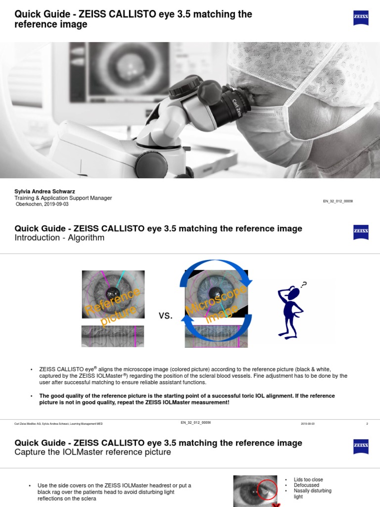 Quick Guide Zeiss Callisto Eye 3.5 Matching The Reference Image | PDF ...
