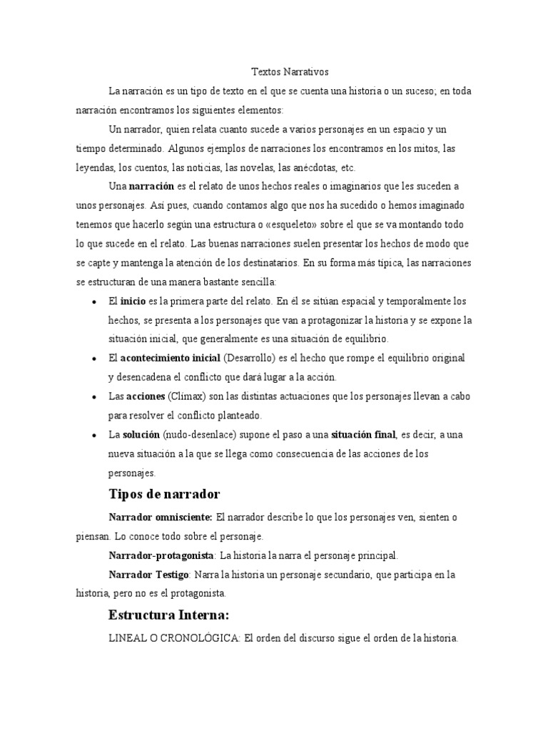 Textos Narrativos | PDF | Narración