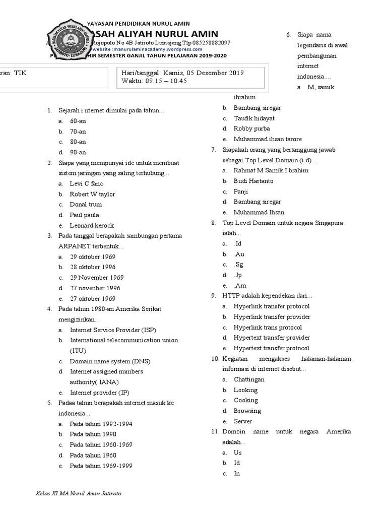 Naskah Soal Tik Xi | PDF