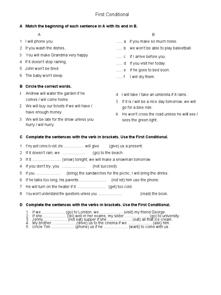 First Conditional Activity | PDF