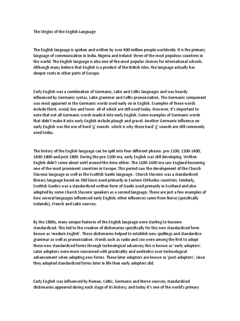 The Diverse Roots and Global Reach of English: Tracing the Language's ...