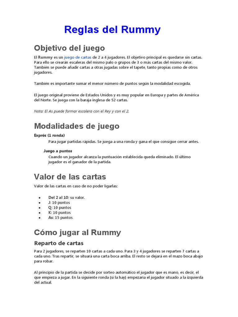 Reglas del Rummy: Objetivo, modalidades, valor de cartas y cómo jugar ...
