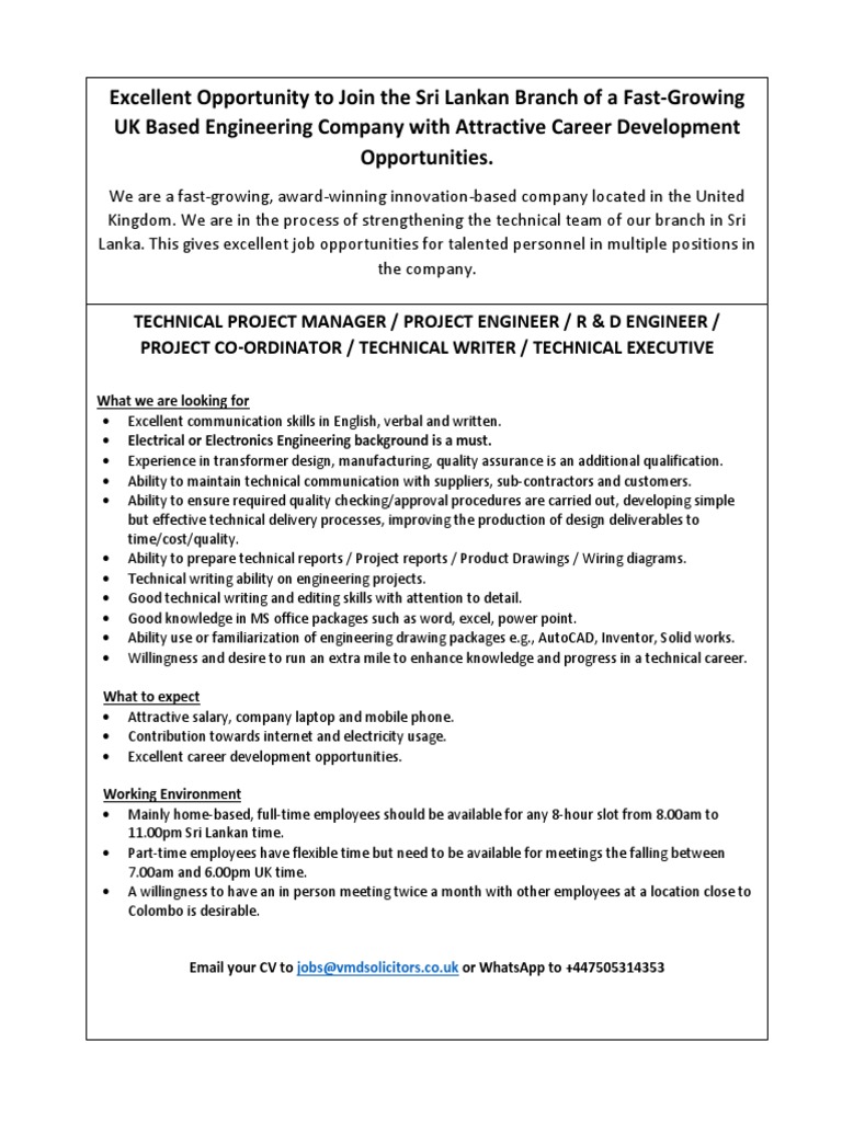 Job Opening - Electrical & Electronics | PDF | Engineering | Communication