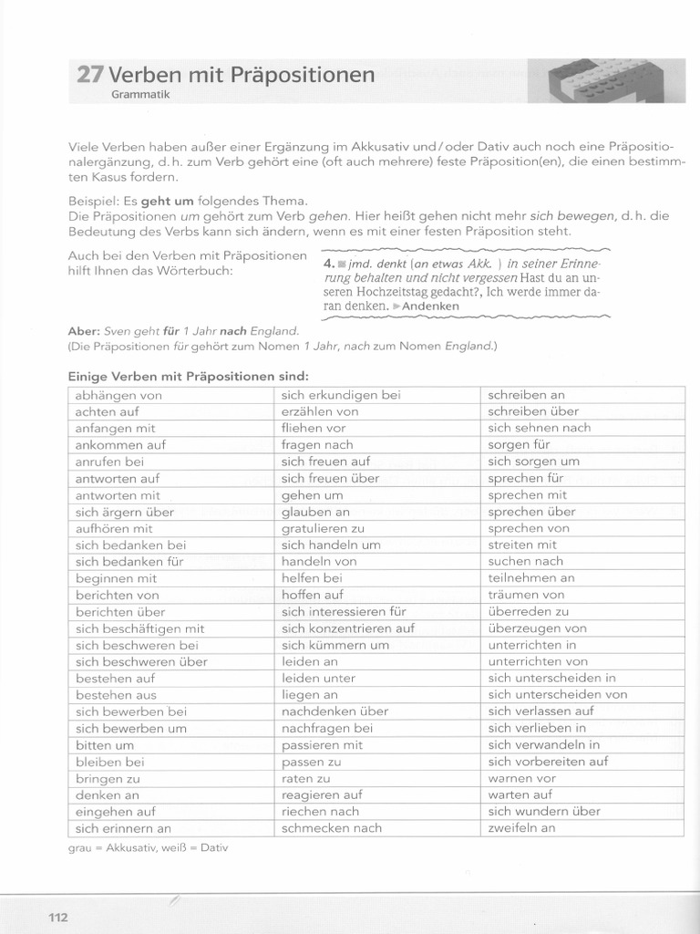 Mit Erfolg - Telc B2 - Verben, Adjektive Uns Aubstantive Mit Praepositionen - Tabelle | PDF
