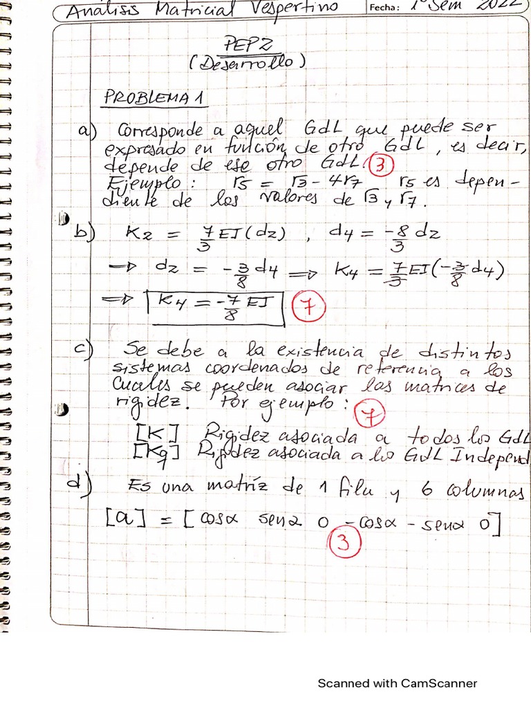 Pauta Pep2 Matricial Vespertino 1 Sem 2022 2 725191 | PDF