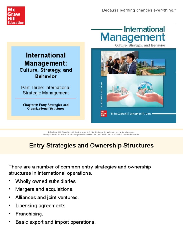 Chapter 7 Entry Strategies and Organizational Structures | PDF ...