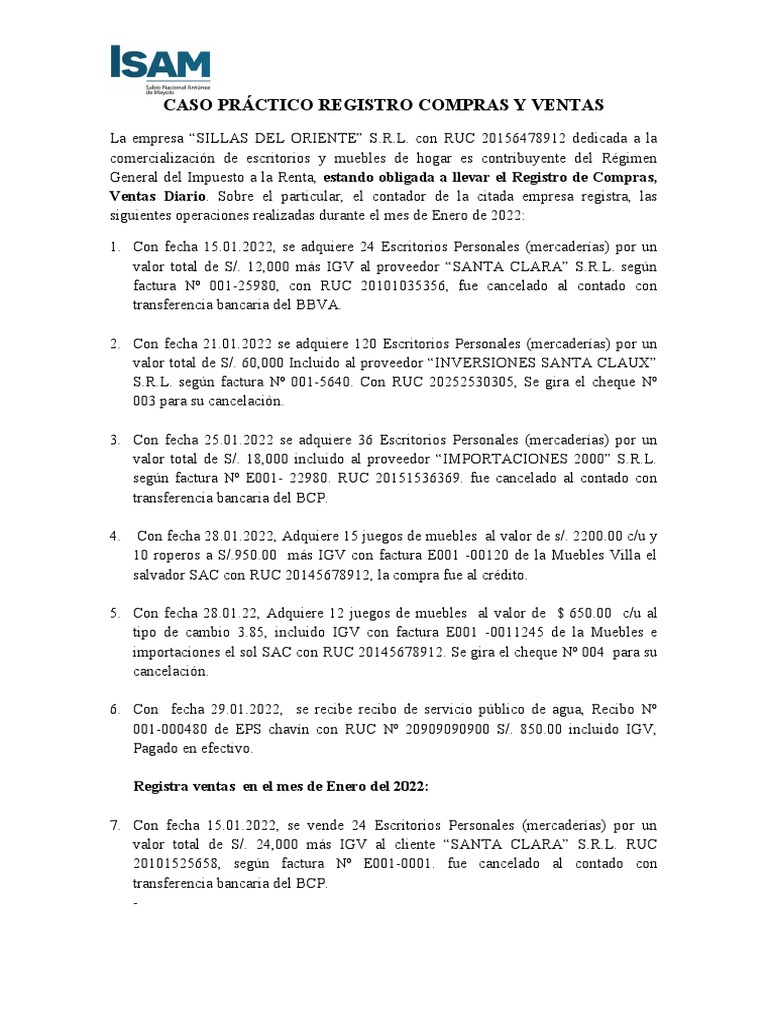 Caso Práctico Registro Compras y Ventas - Diario - Turno Noches | Descargar gratis PDF | Pagos ...