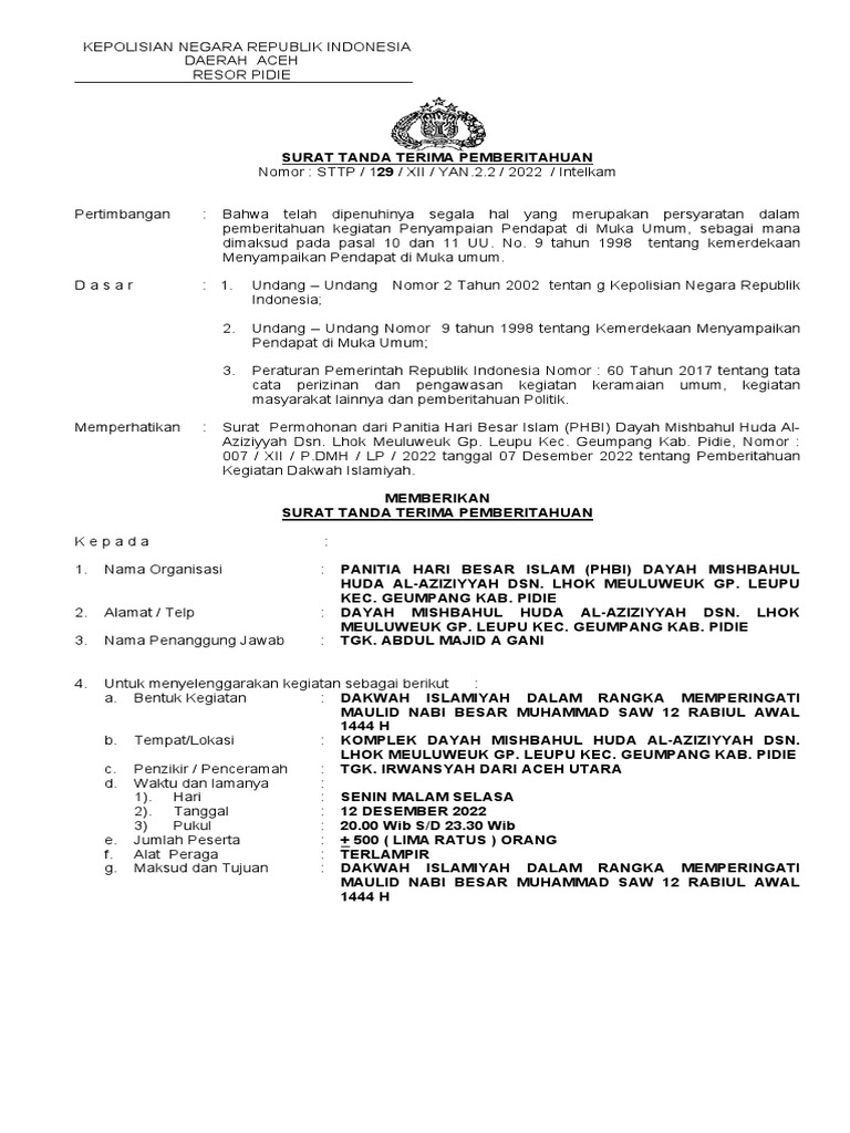 Surat STTP - Kirim-1 | PDF