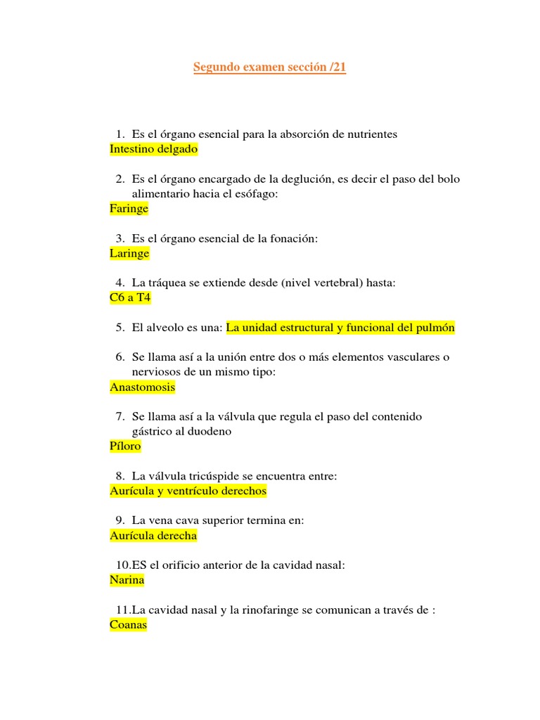 Examen Anatomía UASD: Estructura y Sistemas | PDF | Viajes y turismo ...