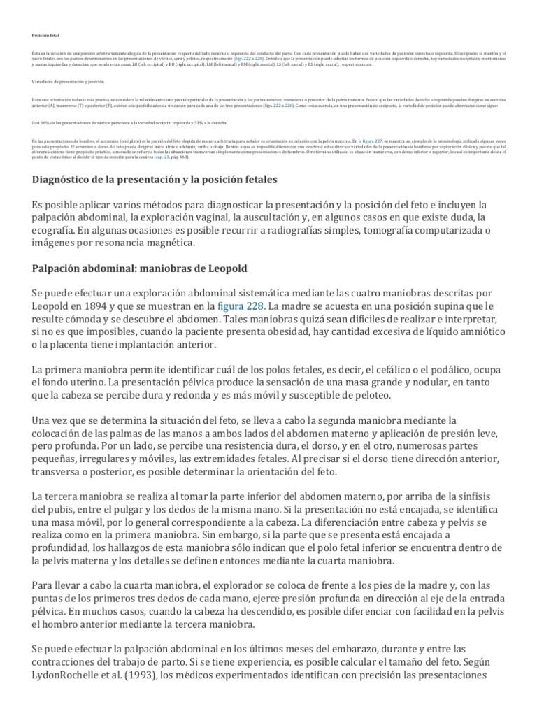 Diagnóstico de Posiciones Fetales | PDF | Parto | Reproducción humana