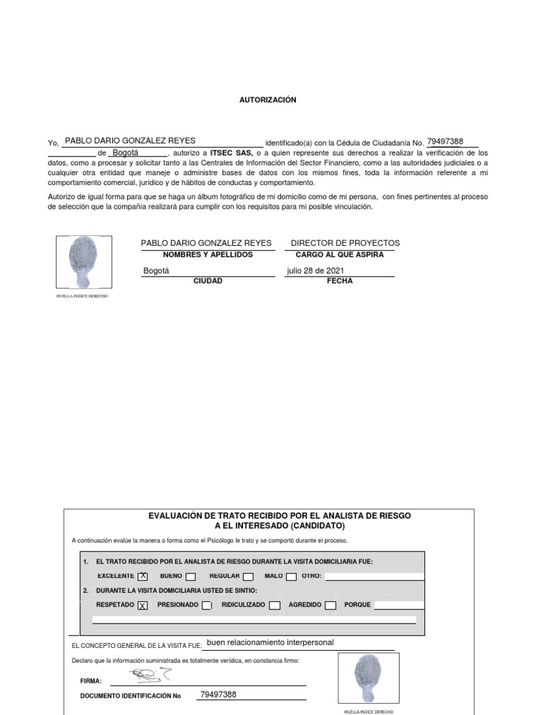 Autorización Estudio de Seguridad ITSEC SAS | PDF