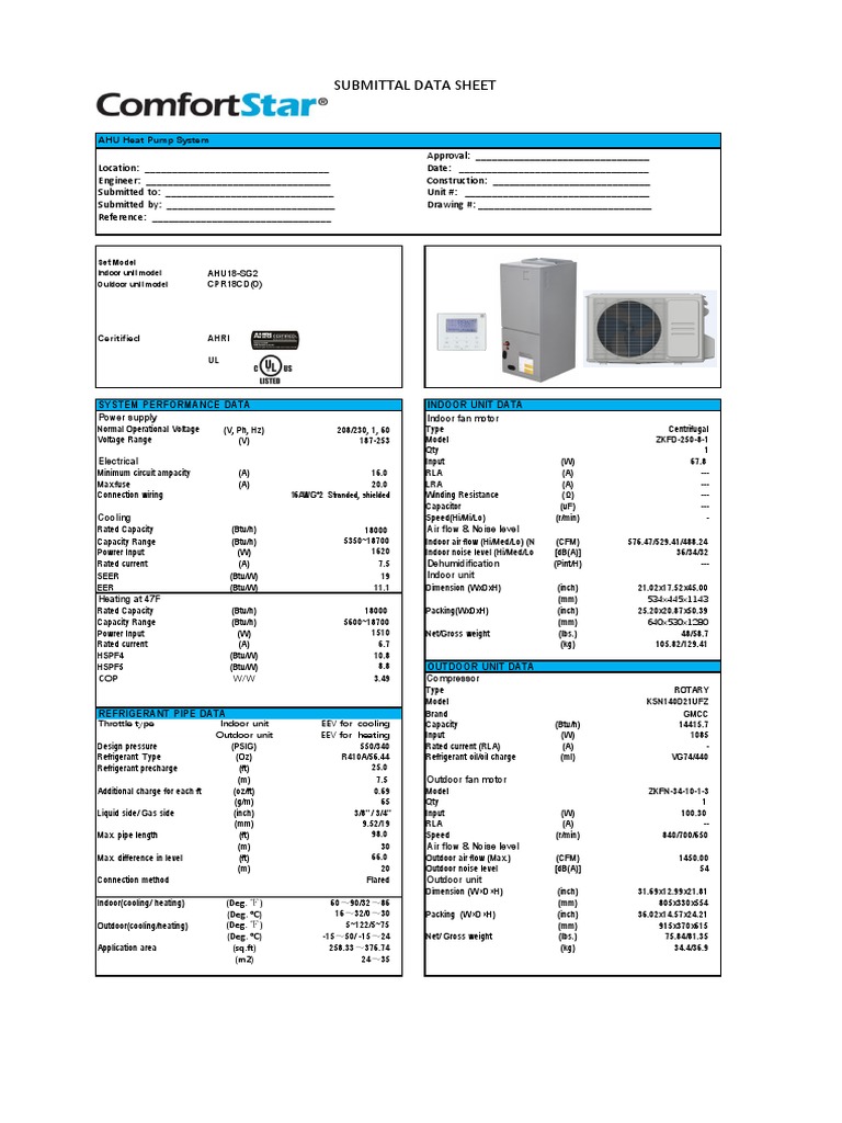 AHU-SG2+CPR Submittals & Specification - 20211010 | PDF