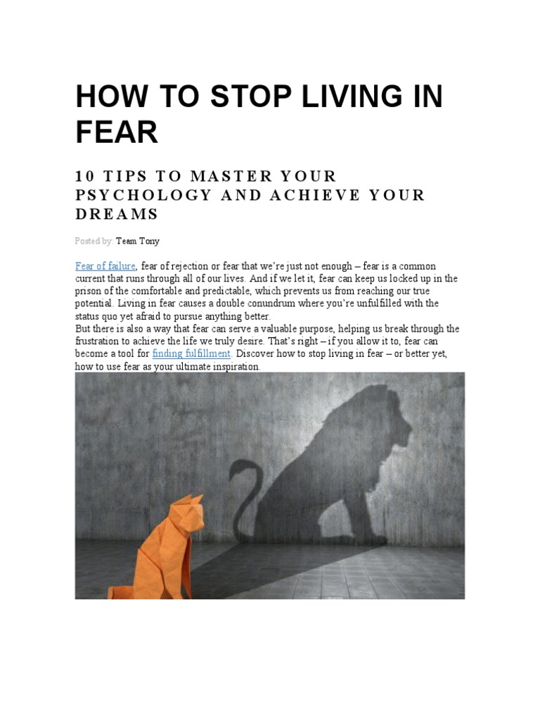 How To Stop Living in Fear | PDF | Anxiety | Mindset